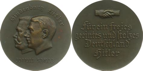 DEUTSCHLAND 1933 Bronze Medaille Drittes Reich 1933 1945 Vorzüglich