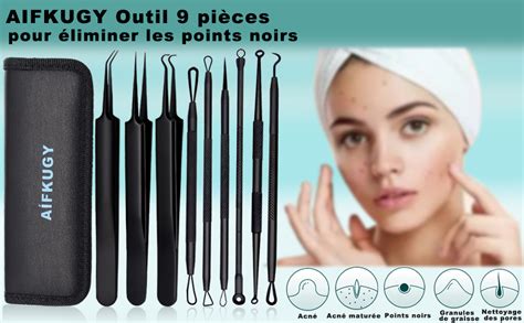 Extracteur Point Noir AIFKUGY 9 Pièces Tire Comedons pince à point