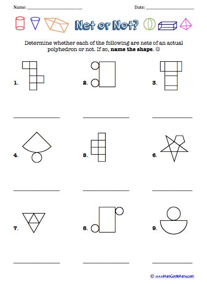 Nets Of D Shapes Worksheets