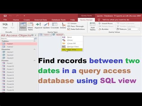MS Access Tutorial Find Records Between Two Dates In Query Access