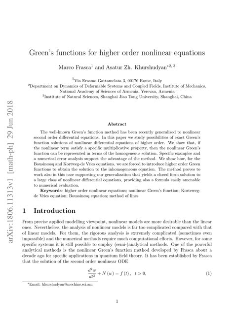 pdf green s functions for higher order nonlinear equations