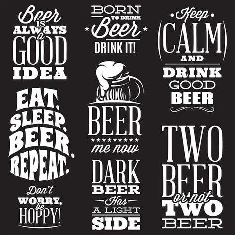 Premium Vector Vector Set Of Stylized Quotes On The Topic Of Beer