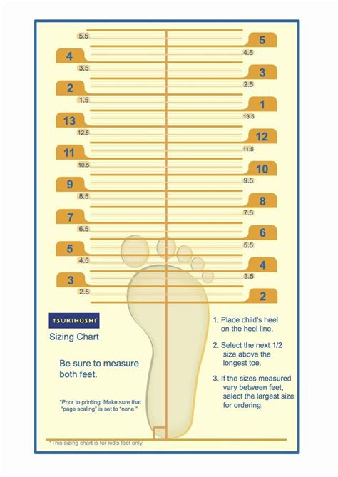 Print Foot Size Measuring Chart