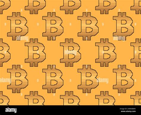 Bitcoin Sign Seamless Pattern In Pixel Art Style 8 Bit Bitcoin Sign