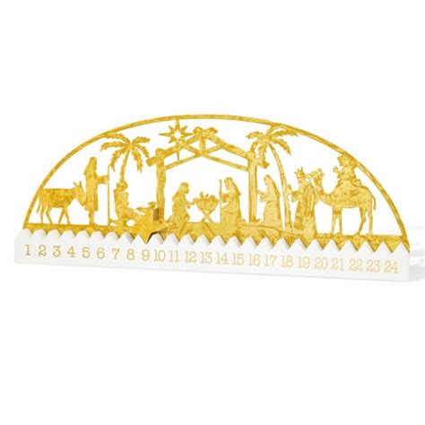 Glitzhome Inch Length Wooden Metal Gold Foil Nativity Countdown