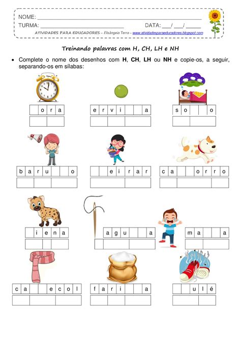 Atividades Para Educadores Ortografia Palavras H Inicial Ch