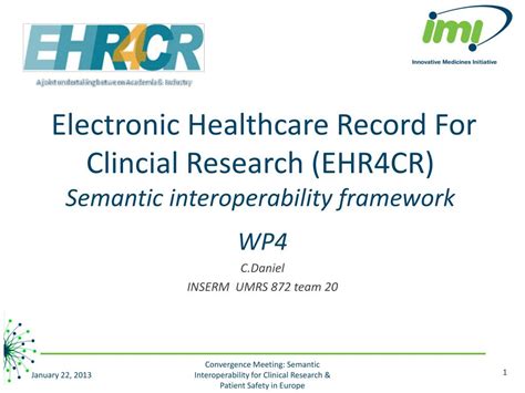 ppt electronic healthcare record for clincial research ehr4cr semantic interoperability