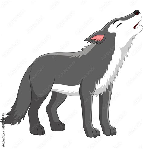 Cartoon Wolf Howling On White Background Stock Vector Adobe Stock
