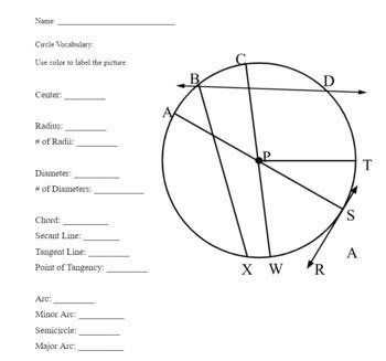 Parts Of A Circle Worksheet With Answers
