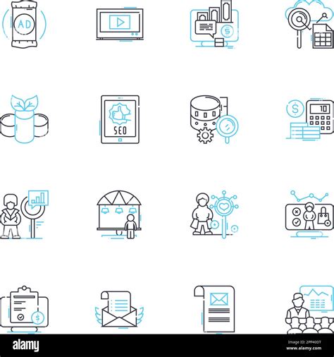 Market Research Linear Icons Set Survey Focus Group Data Analysis