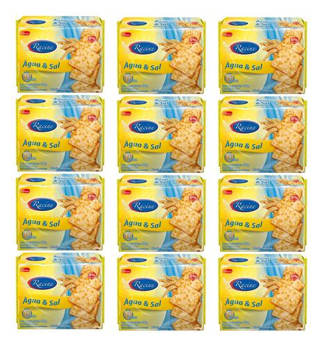 Kit Biscoito bolacha Água E Sal Racine 400g 12un Frete grátis