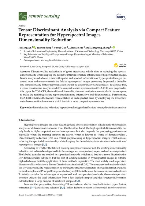 pdf tensor discriminant analysis via compact feature representation for hyperspectral images