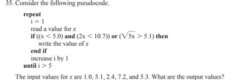 solved use the pseudocode on p 21 35 to find the output