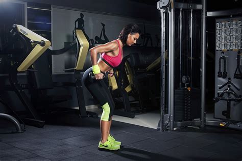 Photos Gym Physical Exercise Fitness Sport Female Dumbbells