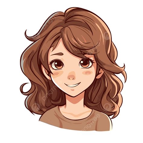 Brown Hair Vector Sticker Clipart An Anime Girl With Brown Hair And Brown Eyes Cartoon Sticker