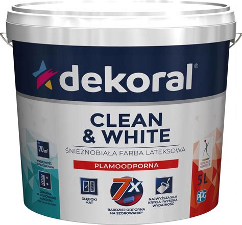 Farba Dekoral CLEAN WHITE Farba lateksowa śnieżnobiała 5L Opinie i