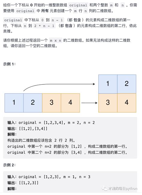 菜鸟的每日力扣系列——2022 将一维数组转变成二维数组 腾讯云开发者社区 腾讯云