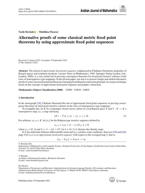 pdf alternative proofs of some classical metric fixed point theorems by using approximate