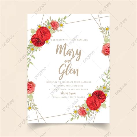 Invitación De Boda Con Rosas Rojas Florales Descarga gratuita de