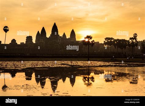 Temple Of Angkor Wat During Sunrise Cambodia Stock Photo Alamy