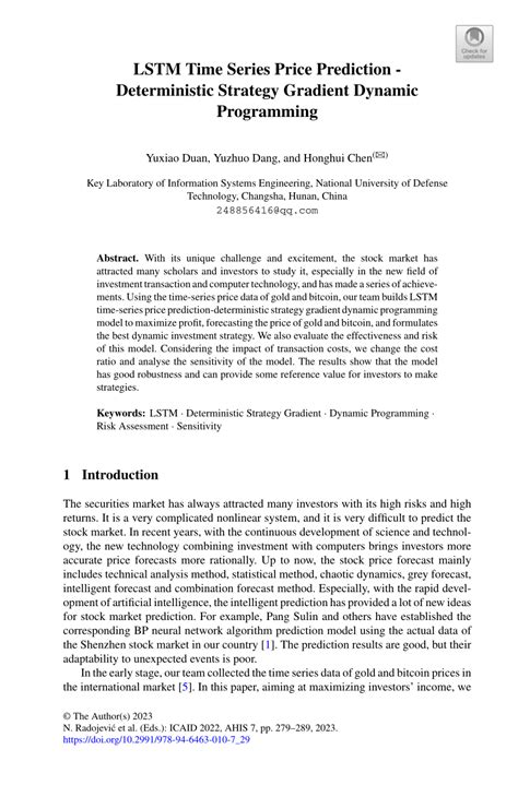 pdf lstm time series price prediction deterministic strategy gradient dynamic programming