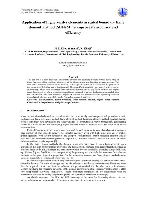 pdf application of higher order elements in scaled boundary finite element method sbfem to