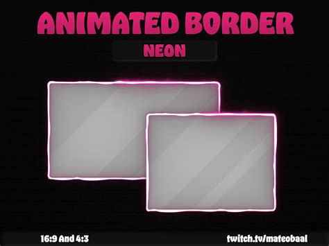Animated Pink Neon Webcam Border 16x9 4x3 Twitch Youtube Etsy