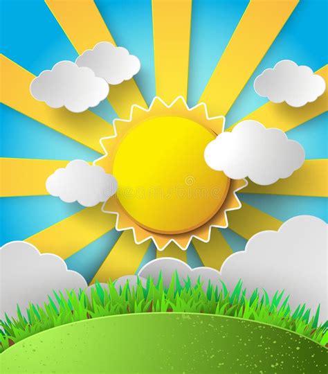 Sol Del Vector Con El Fondo De Las Nubes Ilustración del Vector