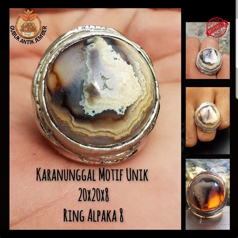 Jual Cincin Batu Akik Mulia Natural Asli Kara Nunggal Motif Unik