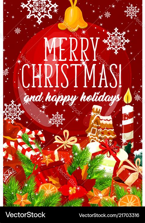 Merry Christmas Gifts Greeting Card Royalty Free Vector