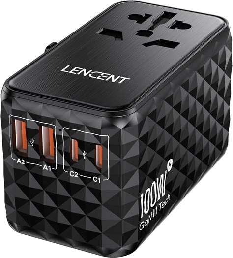 LENCENT 100W Universal Travel Adapter GaN International Travel Plug