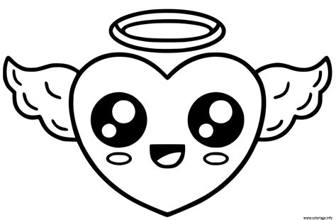 Coloriage Ange Coeur Kawaii Jecolorie