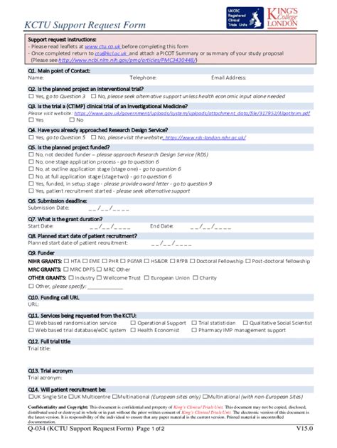 Fillable Online Ctu Co KCTU Support Request Form King S Clinical
