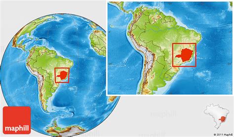 Physical Location Map Of Minas Gerais Within The Entire Country