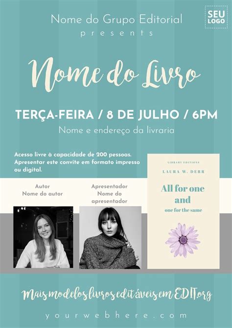 Convites editáveis para lançamento de livros