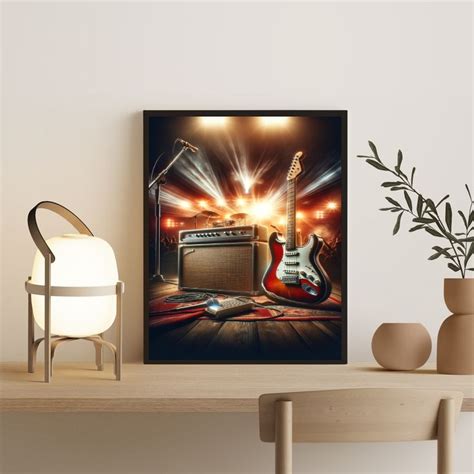 Quadro Guitarra Vermelha Palco Quadros Online