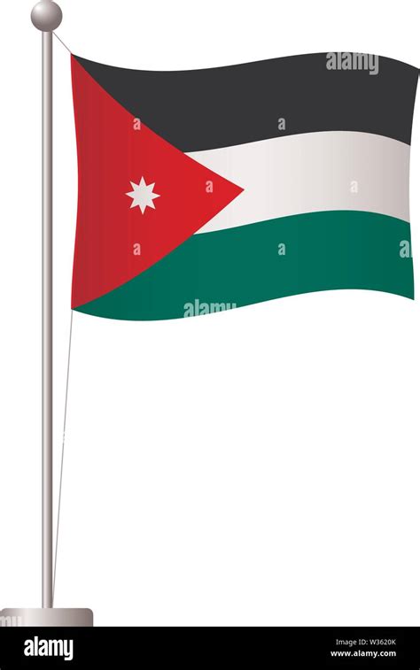 Jordanien Flagge Auf Der Pole Metall Fahnenmast Nationalflagge Von