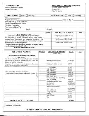 Fillable Online Permits Cityofomaha CITY OF OMAHA ELECTRICAL PERMIT