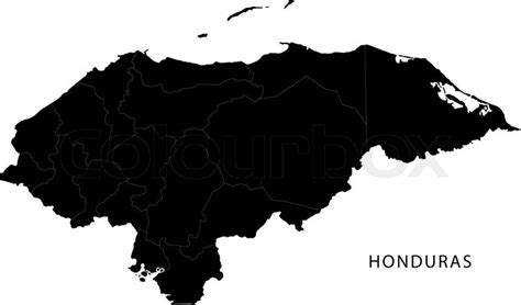 Black Honduras Map With Department Stock Vector Colourbox