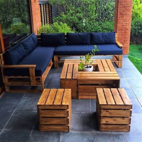 Conjuntos de muebles con palets para terraza de diseño minimalista I