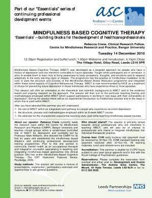 Fillable Online Mindfulness Based Cognitive Therapy The Andrew Sims