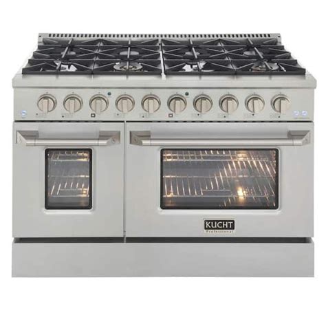 Kucht Pro Style 48 In 6 7 Cu Ft Double Oven Natural Gas Range With 8