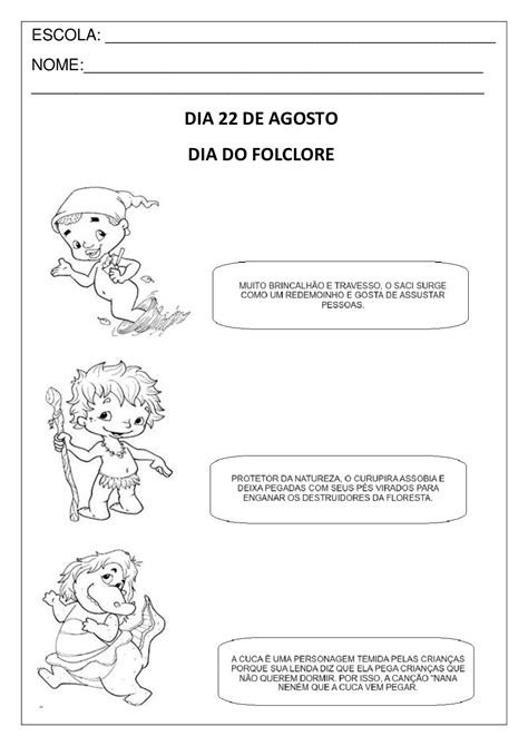 Atividades Sobre O Folclore Para Imprimir