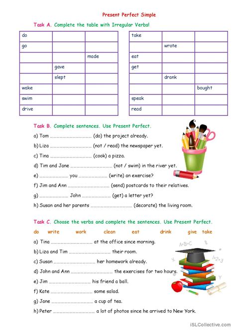 Present Perfect Simple General Gramm English Esl Worksheets Pdf Doc