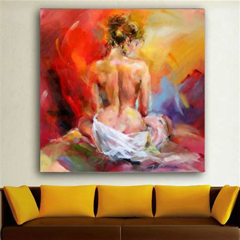 Pinturas Faca Pintado À Mão Abstrata moderna Colorida Mulher Nua Sexy