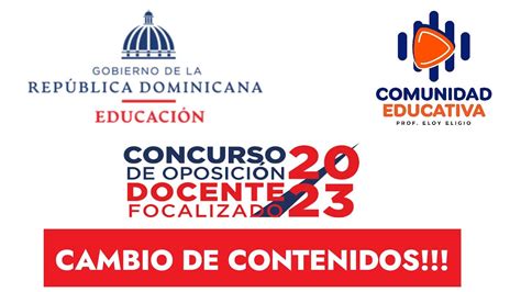 CONTENIDOS QUE CAMBIAN CONCURSO DE OPOSICION DOCENTE 2023 YouTube