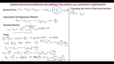 linear non homogeneous recurrence relations with constant coefficients youtube