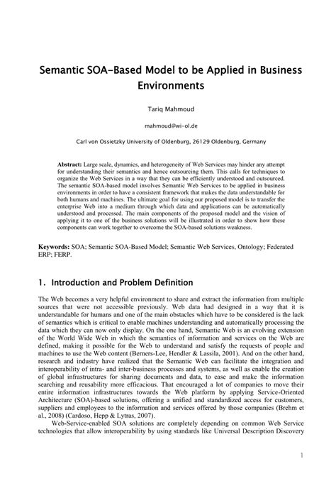 pdf semantic soa based model to be applied in business environments