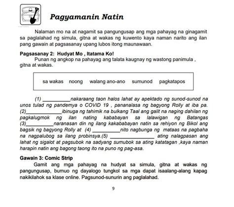 Pagsasanay 2 Hudyat Mo Itatama Ko Punan Ng Angkop Na Pahayag Ang