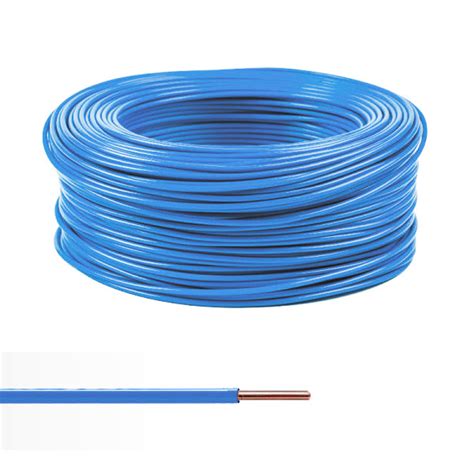 Fil électrique rigide ho7v u 1 5 mm² bleu couronne de 100m